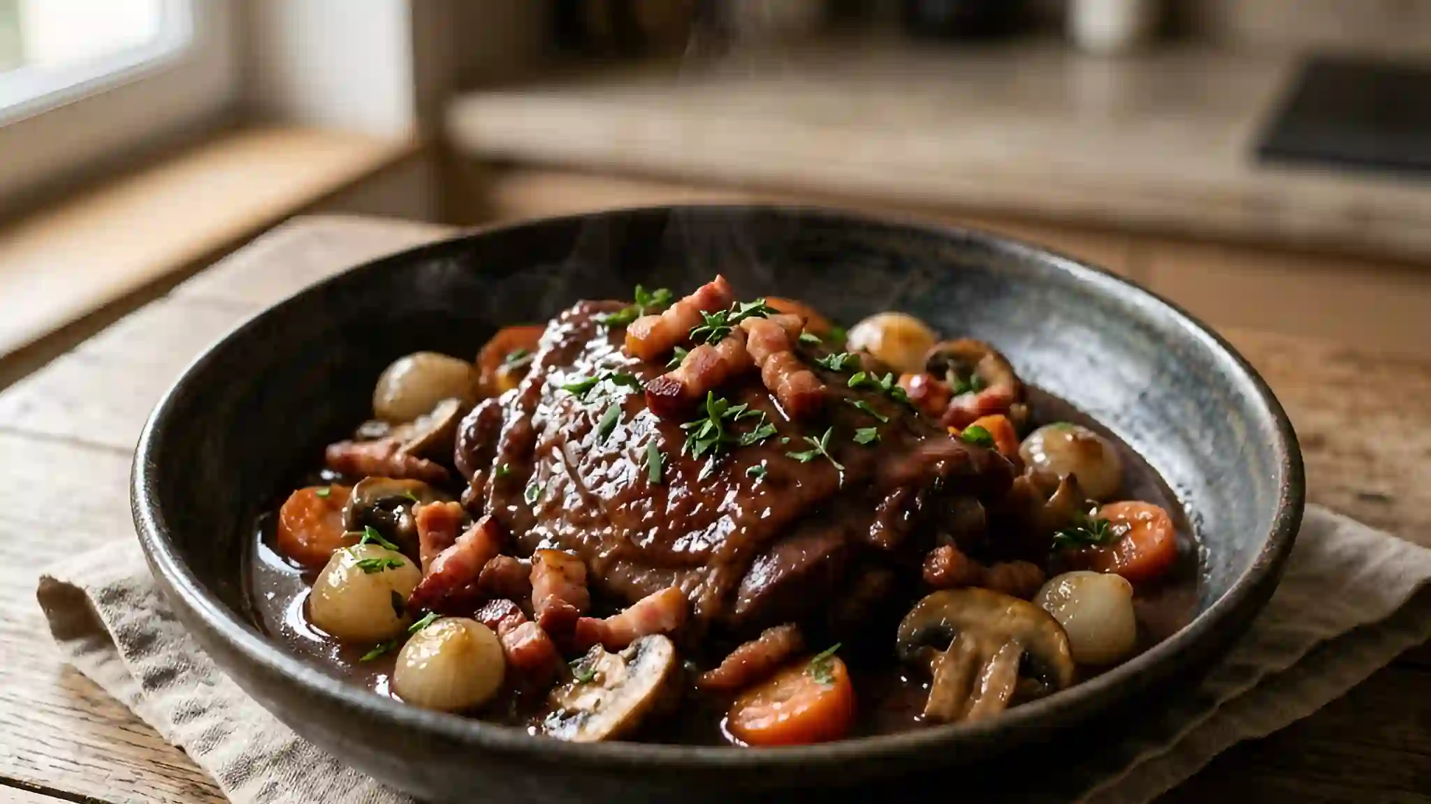Recette facile de coq au vin traditionnel maison - LesBonnesRecettes.fr