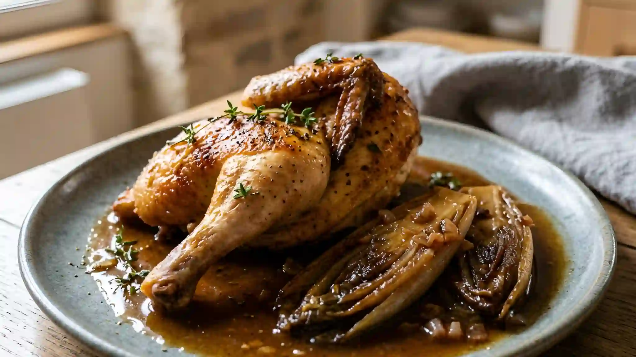 Coquelet à la bière et endives braisées : recette facile et savoureuse ...
