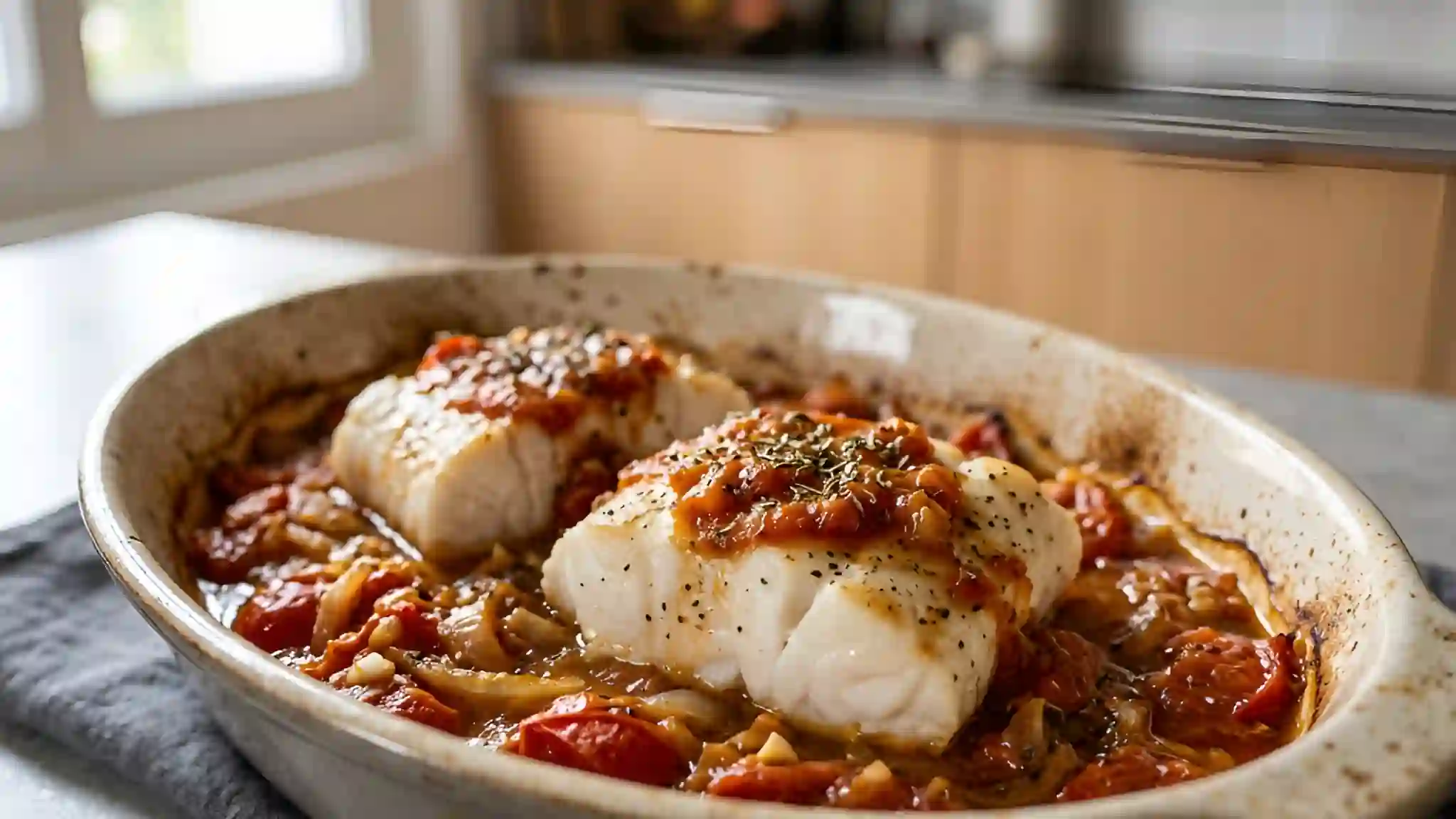 Filets de lotte au four à la sauce tomate maison - recette facile et ...