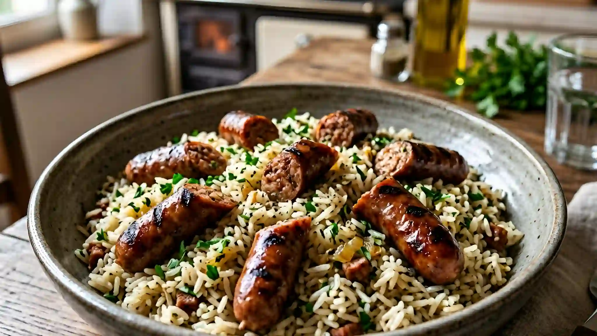 Recette facile de riz pilaf aux merguez grillées - plat savoureux et ...