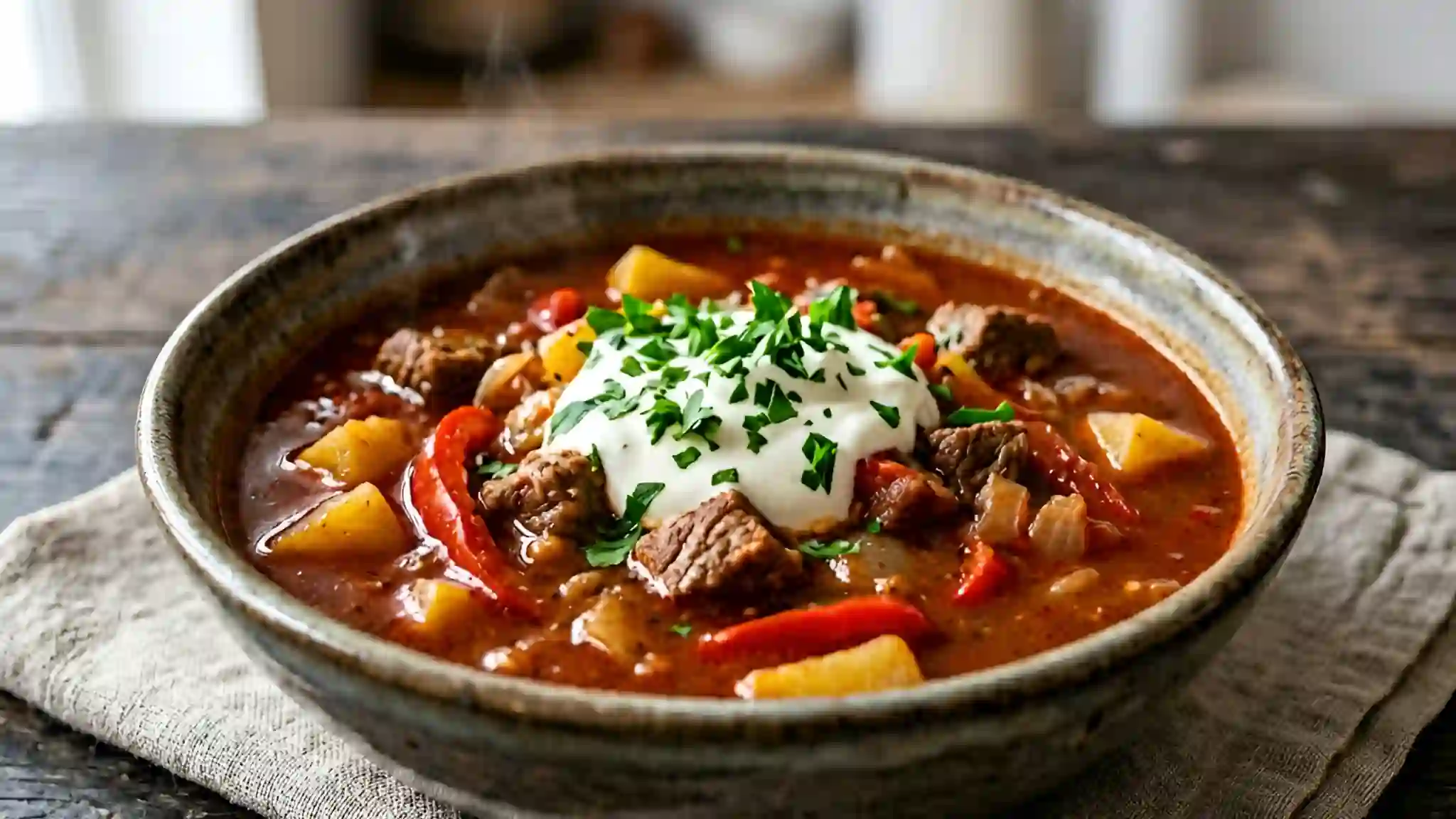 Soupe de goulash hongroise traditionnelle - recette facile et ...