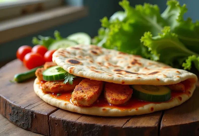 Recette facile de pains pita moelleux au poulet épicé maison ...