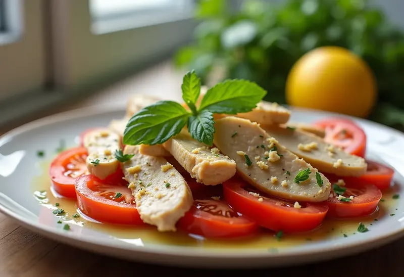 Salade fraîche de tomates au poulet et gingembre - recette facile et ...
