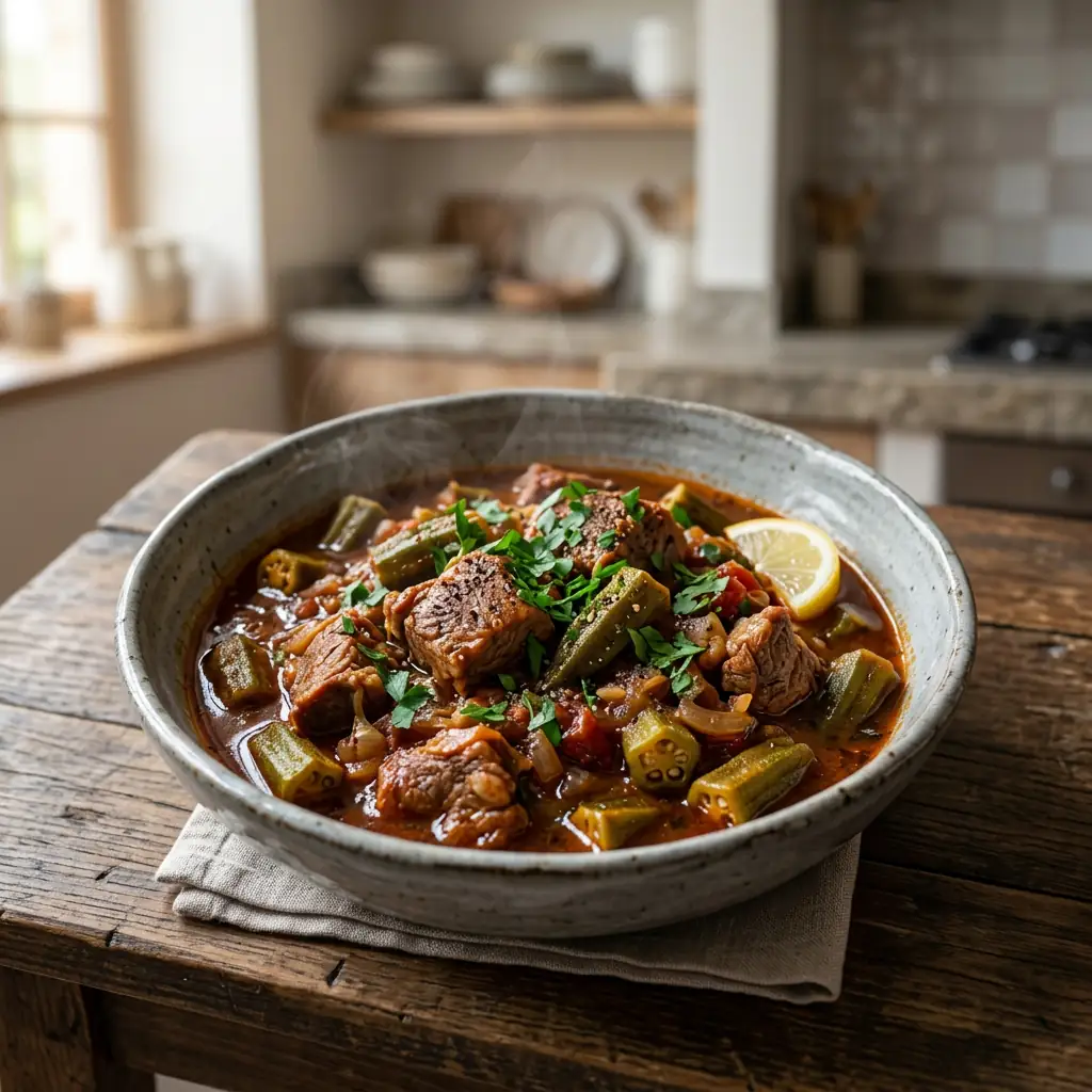 Bamia libanaise : la recette traditionnelle de l'agneau ...