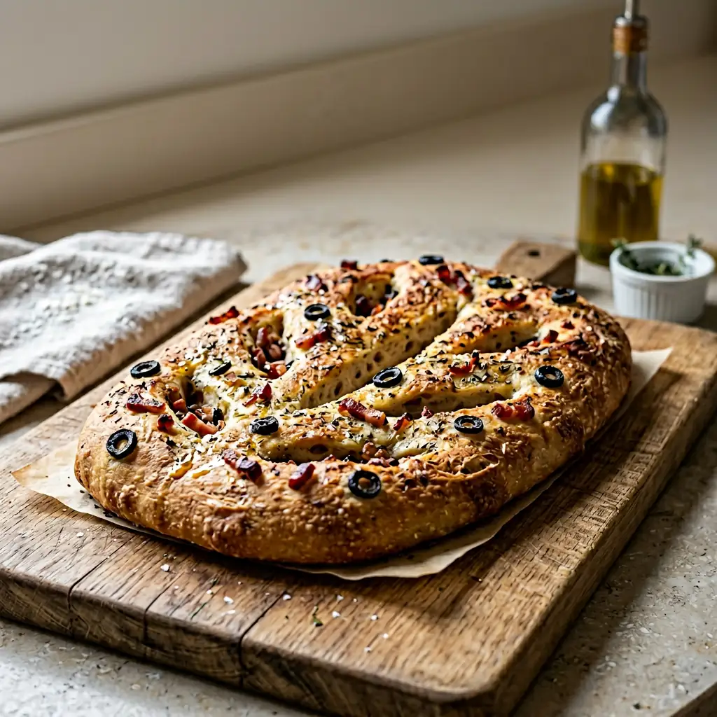 Fougasse olives et lardons : la recette provençale facile ...