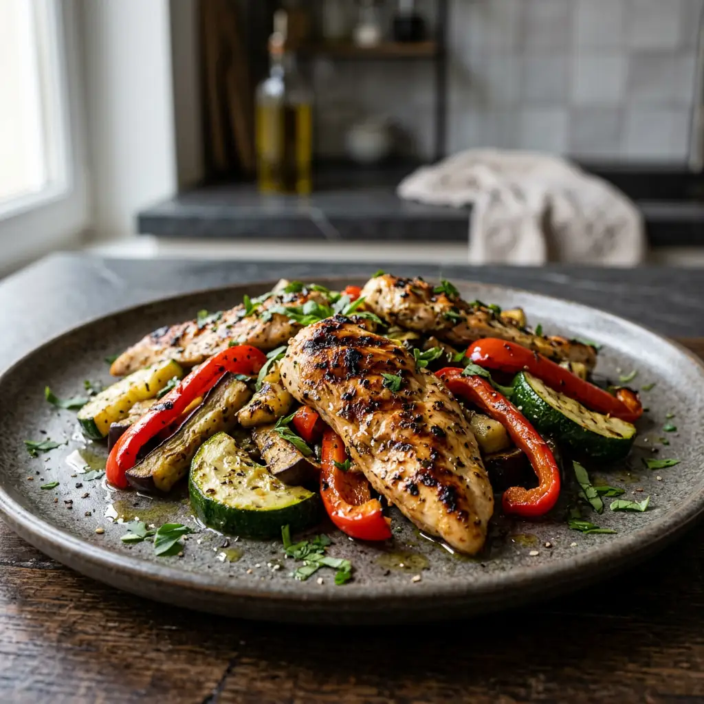 Grillade de poulet aux légumes du soleil : recette express ...