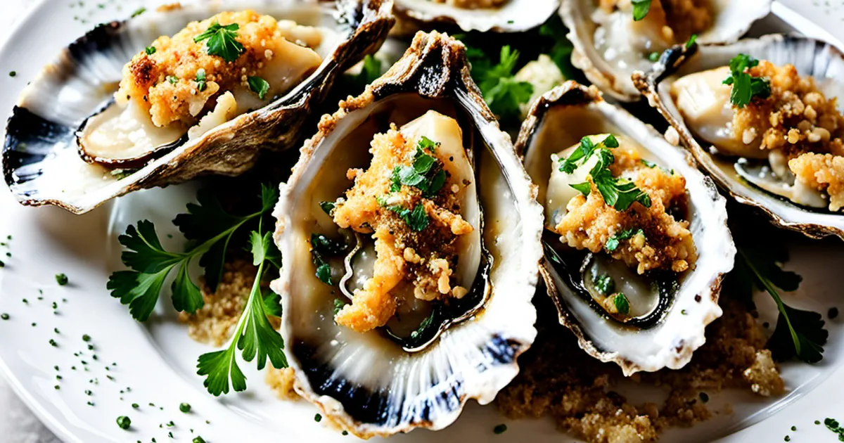 Huîtres chaudes gratinées au beurre d'ail et persil - Recette facile et ...