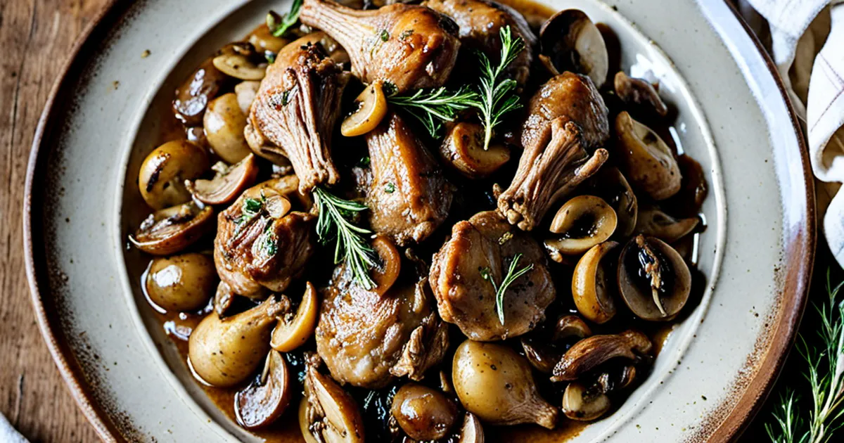 Lapin mijoté aux champignons : recette facile et savoureuse ...