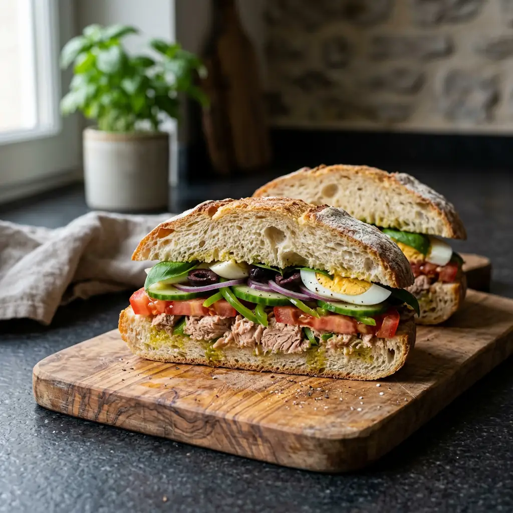 Pain bagnat niçois : la recette authentique du Midi - LesBonnesRecettes.fr