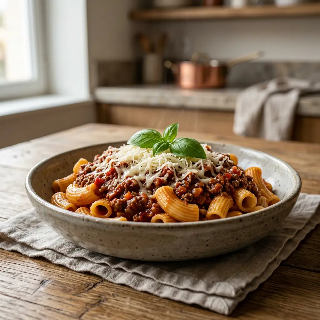Recette Pipe rigate à la bolognaise traditionnelle - LesBonnesRecettes.fr