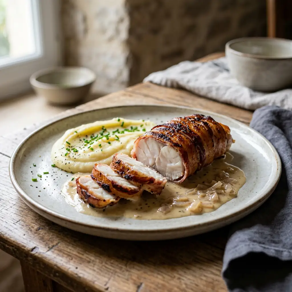 Recette de lotte au lard : le terre-mer inratable - LesBonnesRecettes.fr