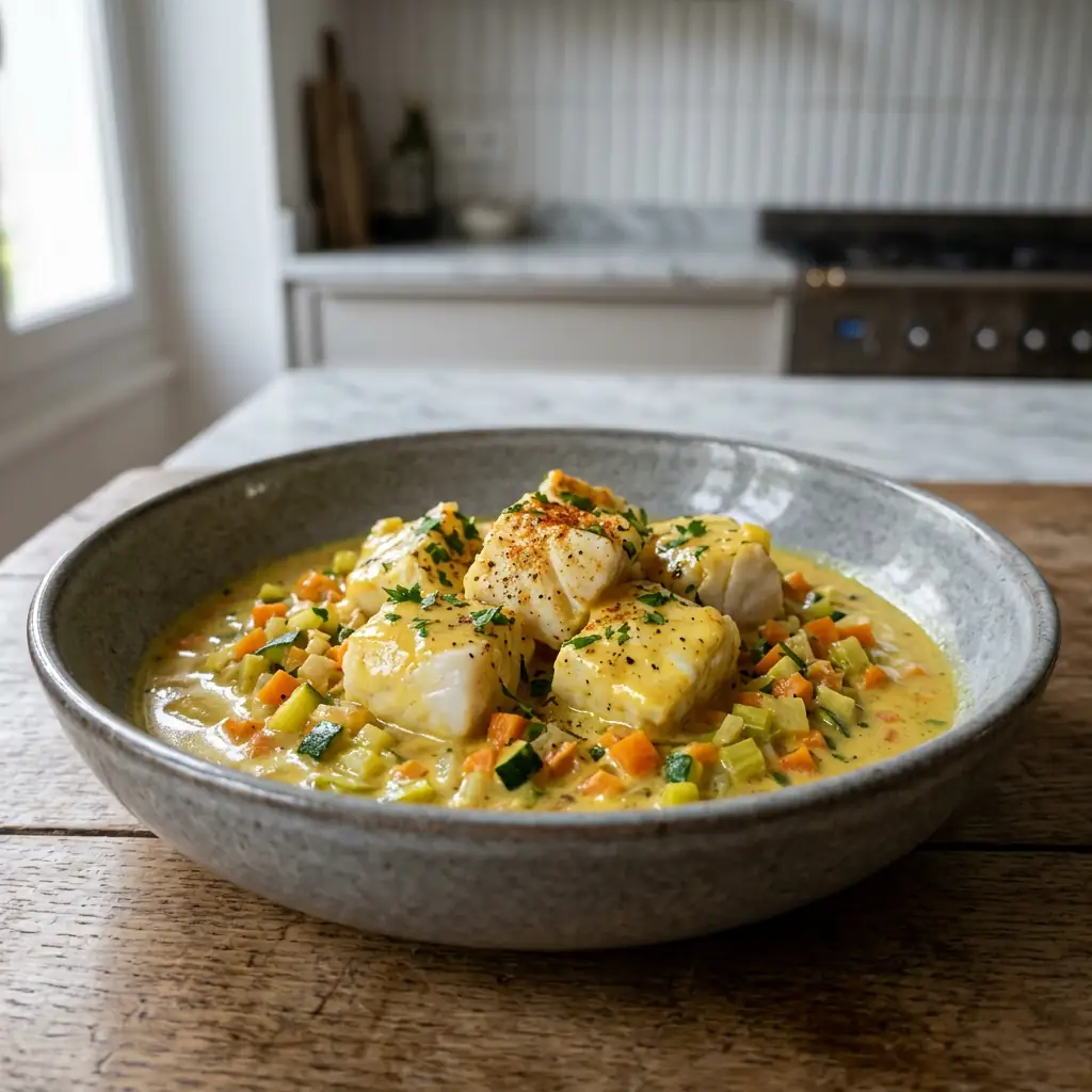 Recette ragoût de colin au vin blanc et curry fondant ...