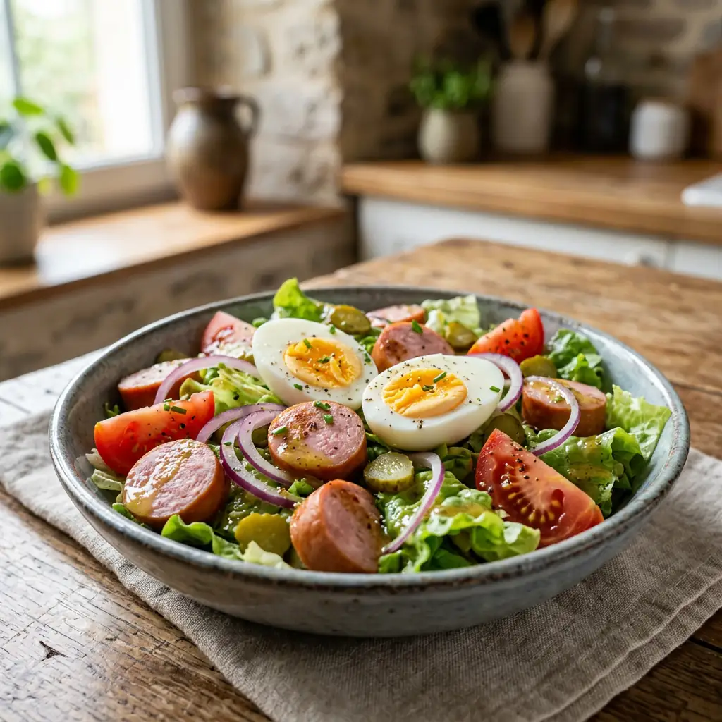 Salade au cervelas et œufs : la recette facile et fraîche ...