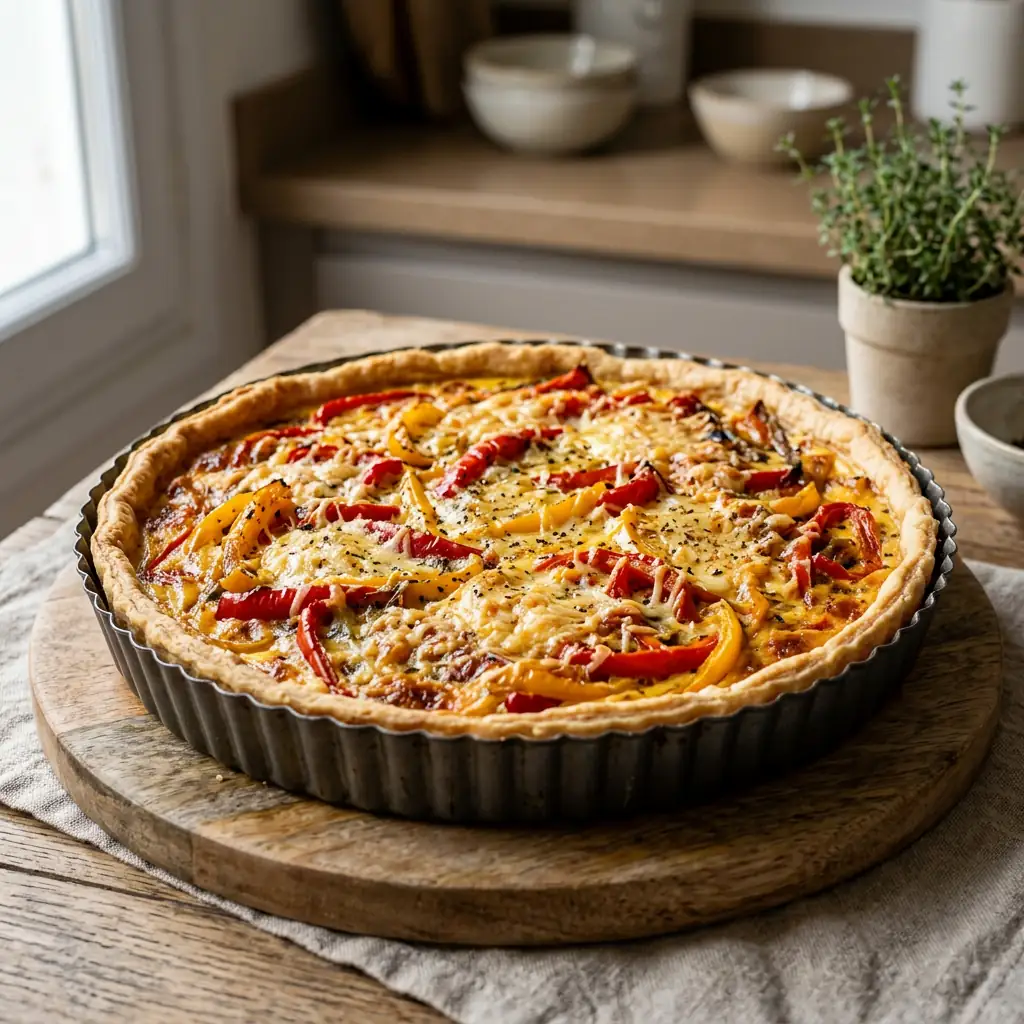 Tarte aux poivrons fondante : la recette facile au four ...
