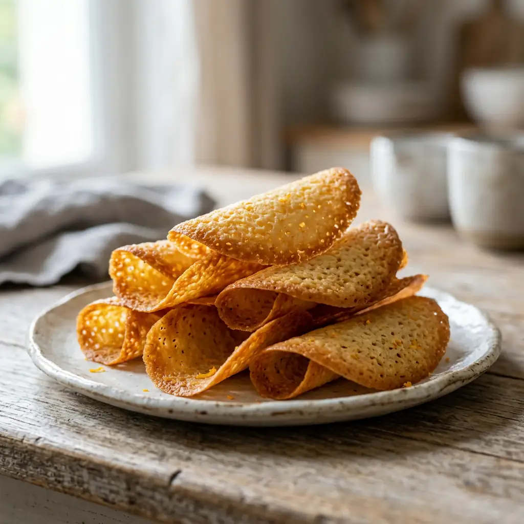 Recette de tuiles aux oranges fines et dorées - LesBonnesRecettes.fr